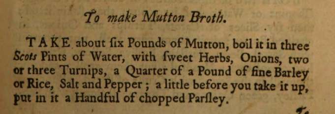 Scotch Barley Broth, 1755 – A Dollop of History